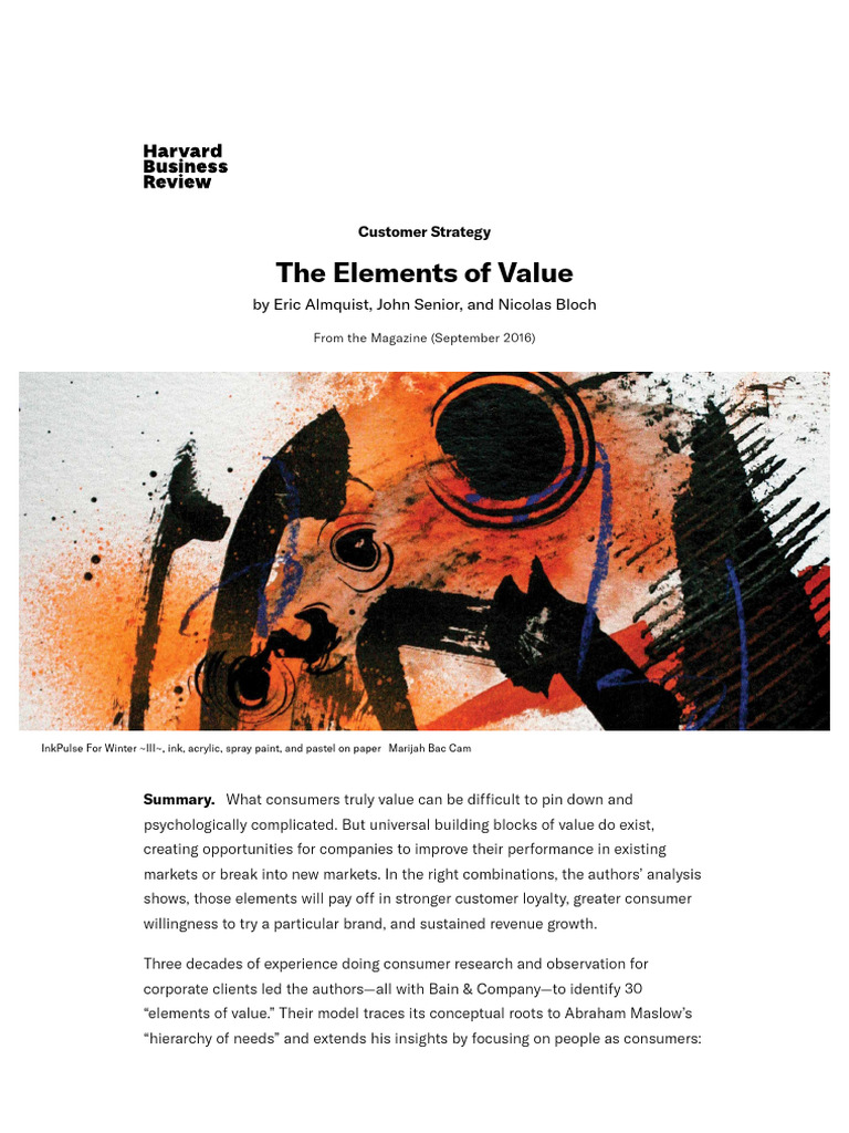 30 Elements of Consumer Value | PDF | Self Actualization | Pricing