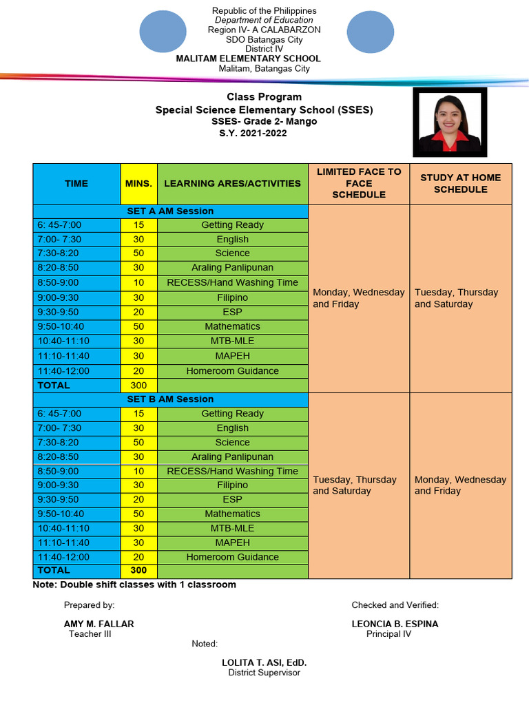 Grade 2 Limited Face To Face Class Program SY 2021-2022 Daily | PDF ...