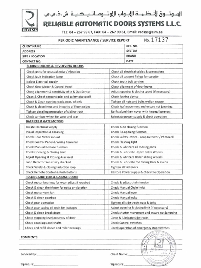 Garage door PPM checklist | PDF