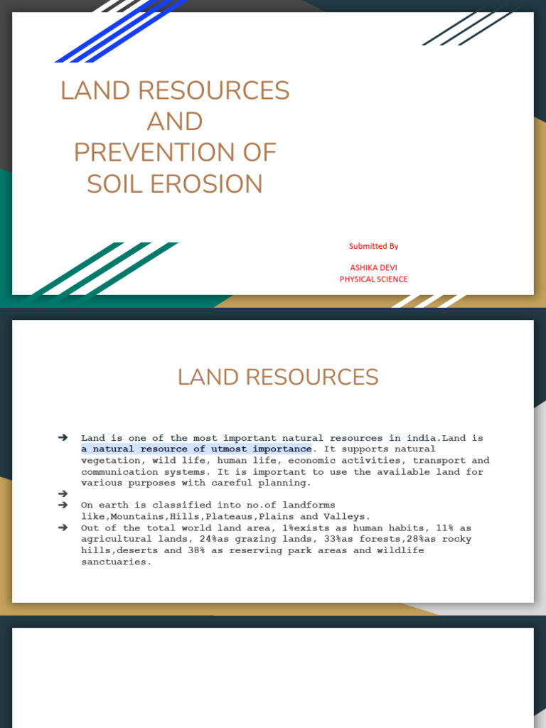 Land Resources and Prevention of Soil Erosion | PDF | Soil | Erosion