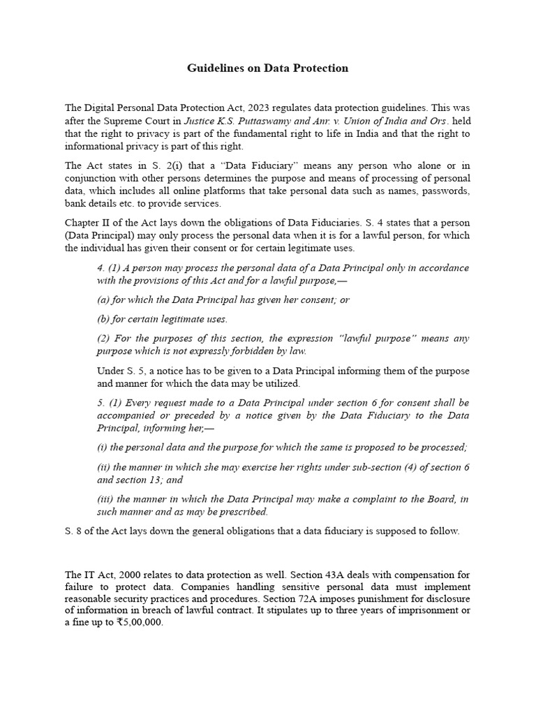 Data Privacy Guidelines | PDF | Privacy | Fiduciary