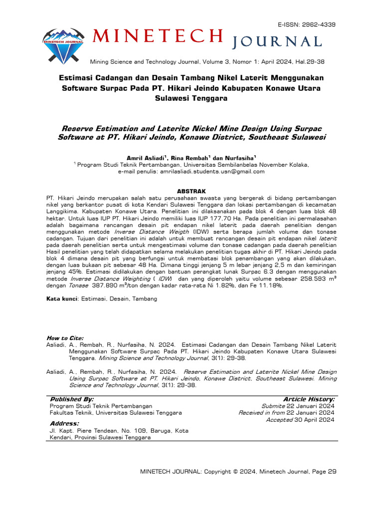 Minetech: Journal | PDF | Sains & Matematika
