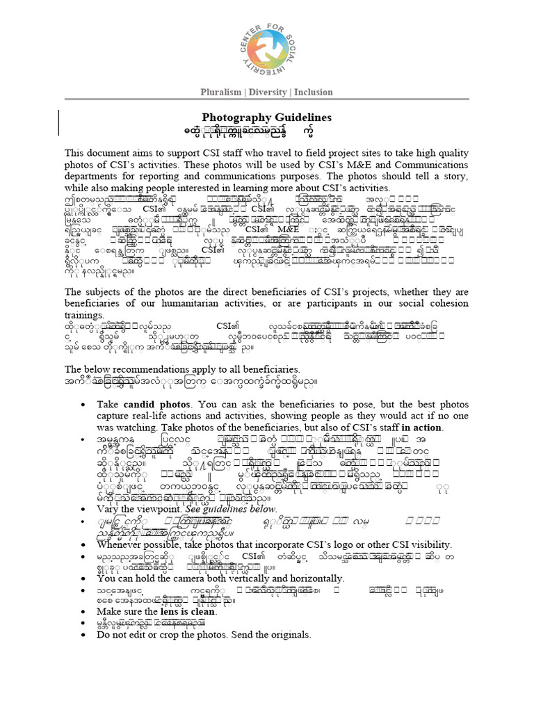 Photography Guidelines - Myanmar Version | PDF