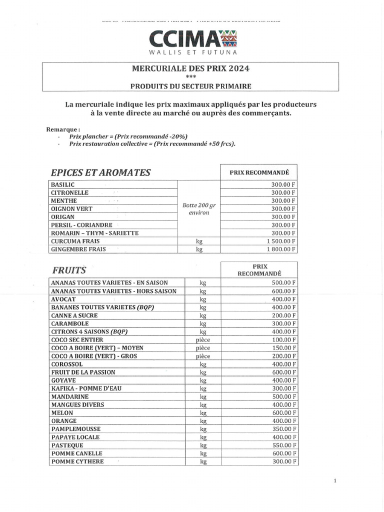 CCIMA Mercuriale 2024 - 1 | PDF