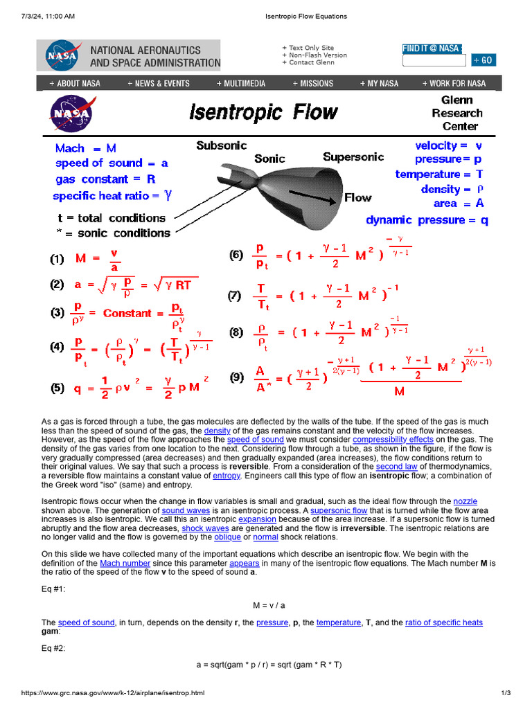 Isentropic Flow Equations | PDF | Fluid Dynamics | Mach Number