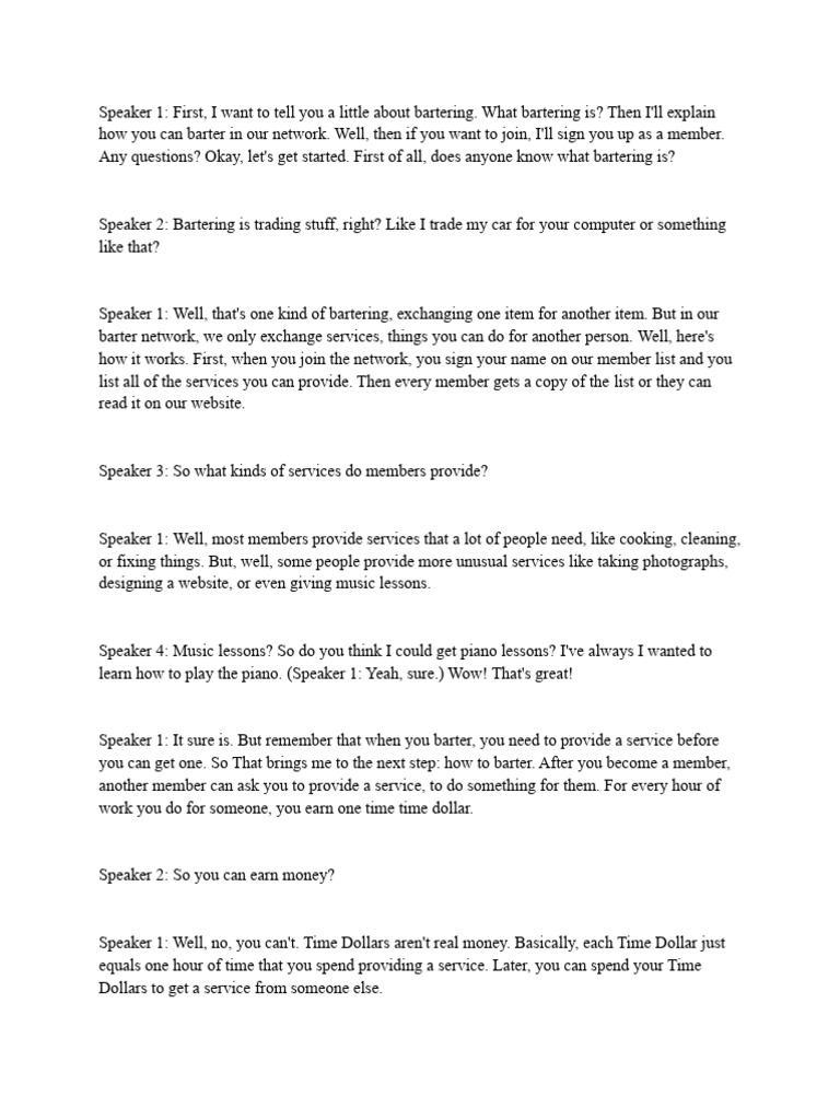 Transcript Unit 3 | PDF | Barter