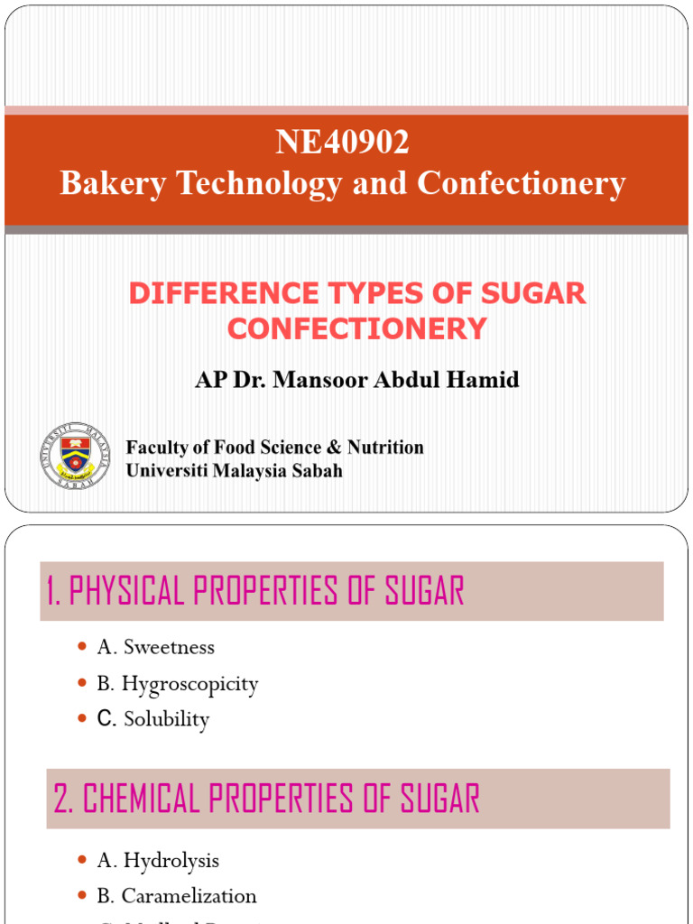 FINAL Lecture 4 - Sugar Confectionery | PDF | Sugar | Diet & Nutrition