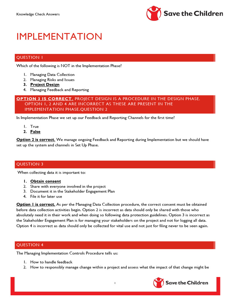 Knowledge Check Answers 6 Implementation Version 2 1712741887 | PDF ...