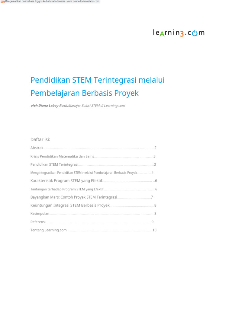 Integrasi STEM dalam Pembelajaran Proyek | PDF