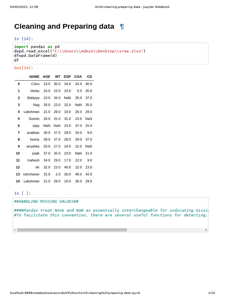 Unit3 - Cleaning - Preparing - Data - Jupyter Notebook | PDF | Computing | Computer Programming