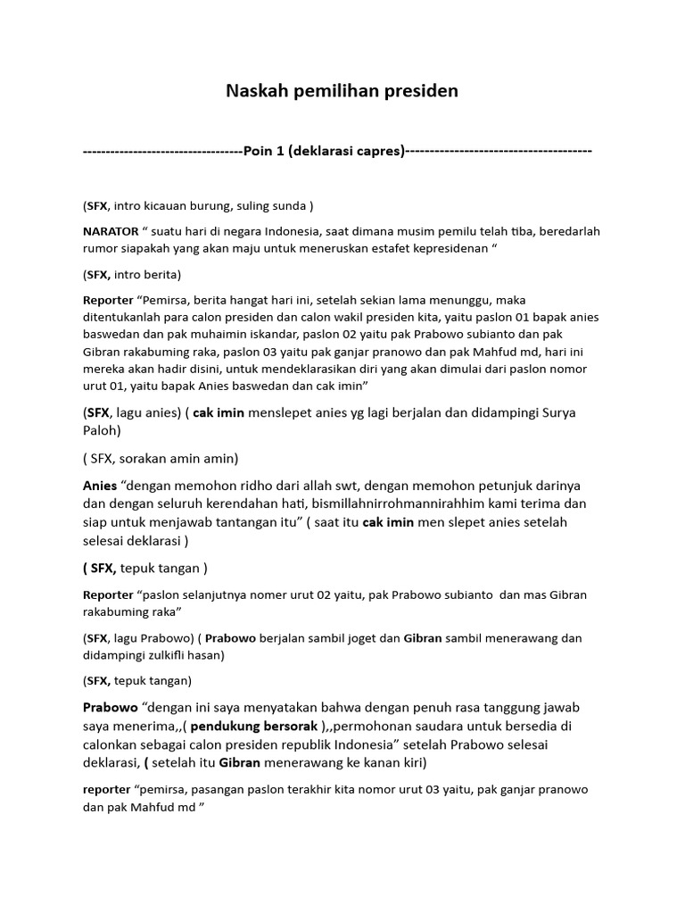 Naskah Pemilihan Presiden FIX 2 | PDF