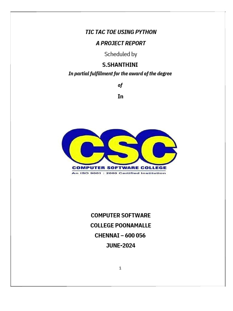 Python Tic Tac Toe Project Report | PDF | Python (Programming Language) | User Interface