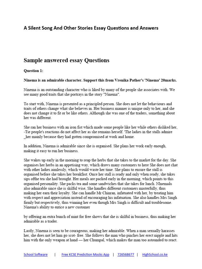 A Silent Song Questions and Answers | PDF | Jesus | Salvation