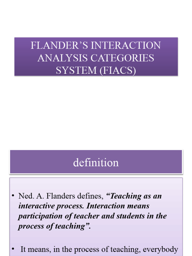 Flander's Interaction Analysis Categories System (Fiacs) | PDF | Teachers | Question