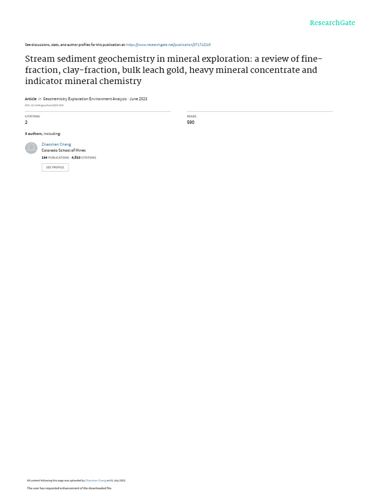 2023 GEEA StreamSediment | PDF | Sediment | Geomorphology