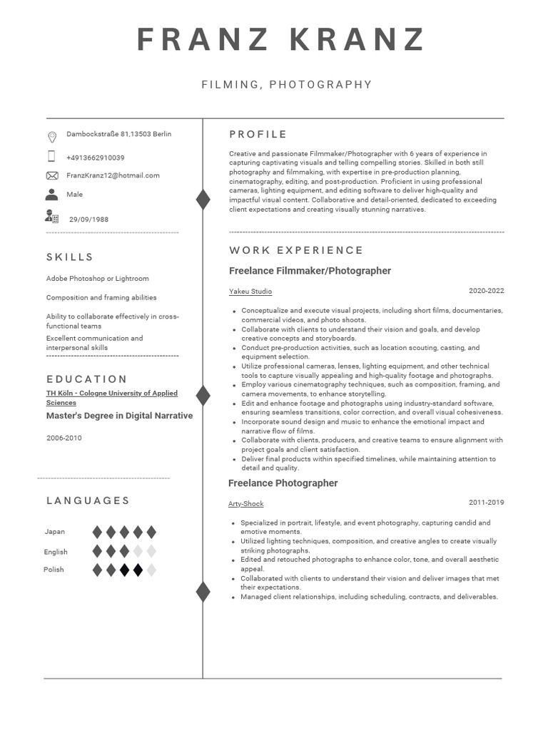 Franz Kranz | PDF | Filmmaking | Cinematography