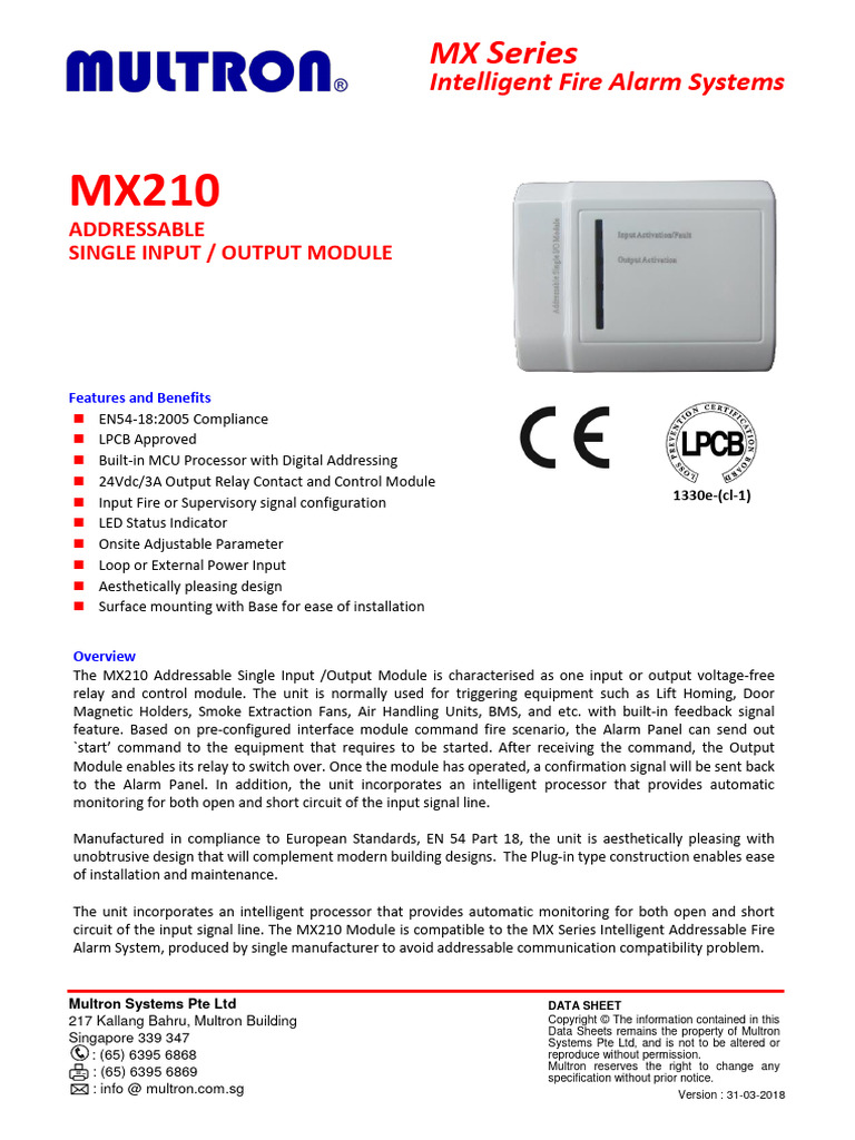 Multron MX210 V1.1 Single IO Mod | PDF | Relay | Input/Output