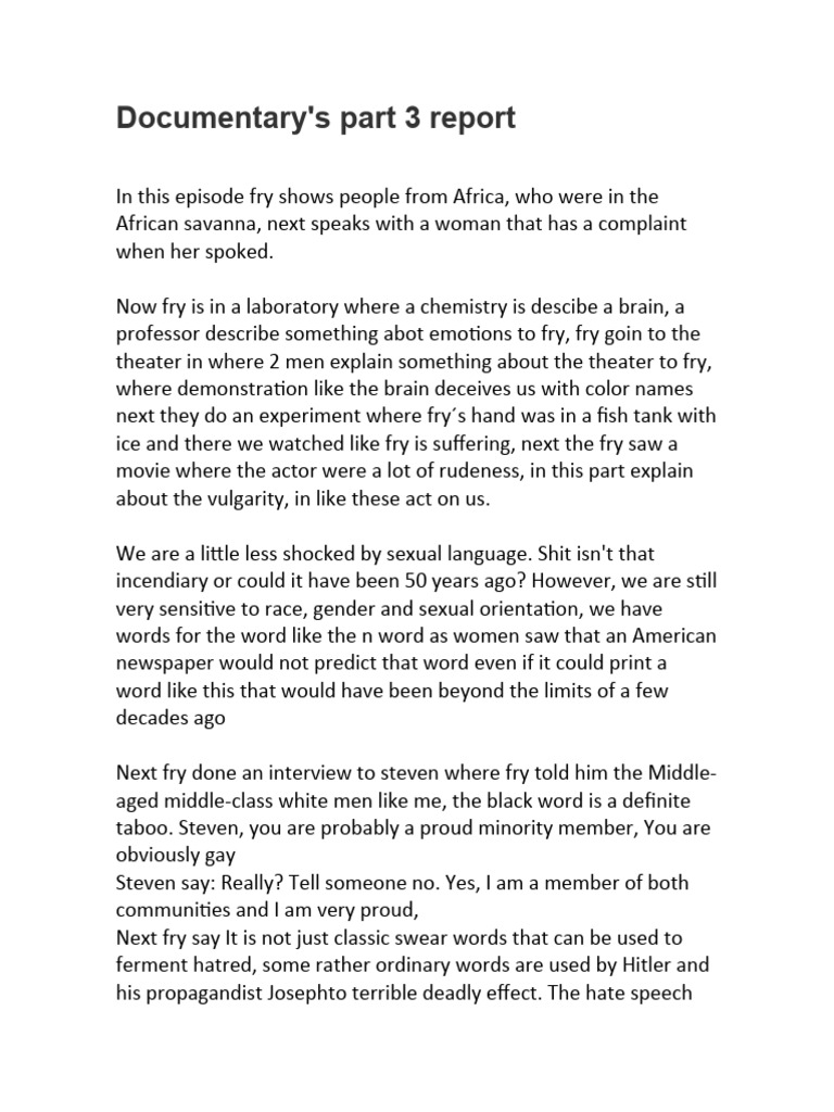 Documentary's Part 3 Report | PDF