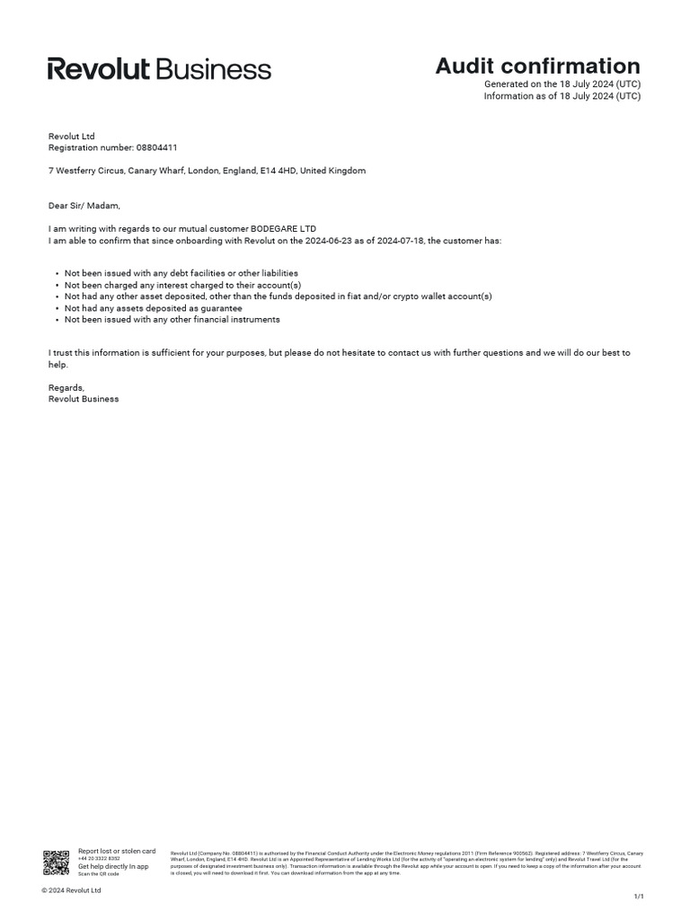 Audit Confirmation | PDF | Investing | Money