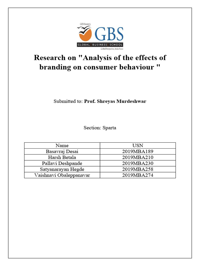 BER Report | PDF | Brand | Consumer Behaviour