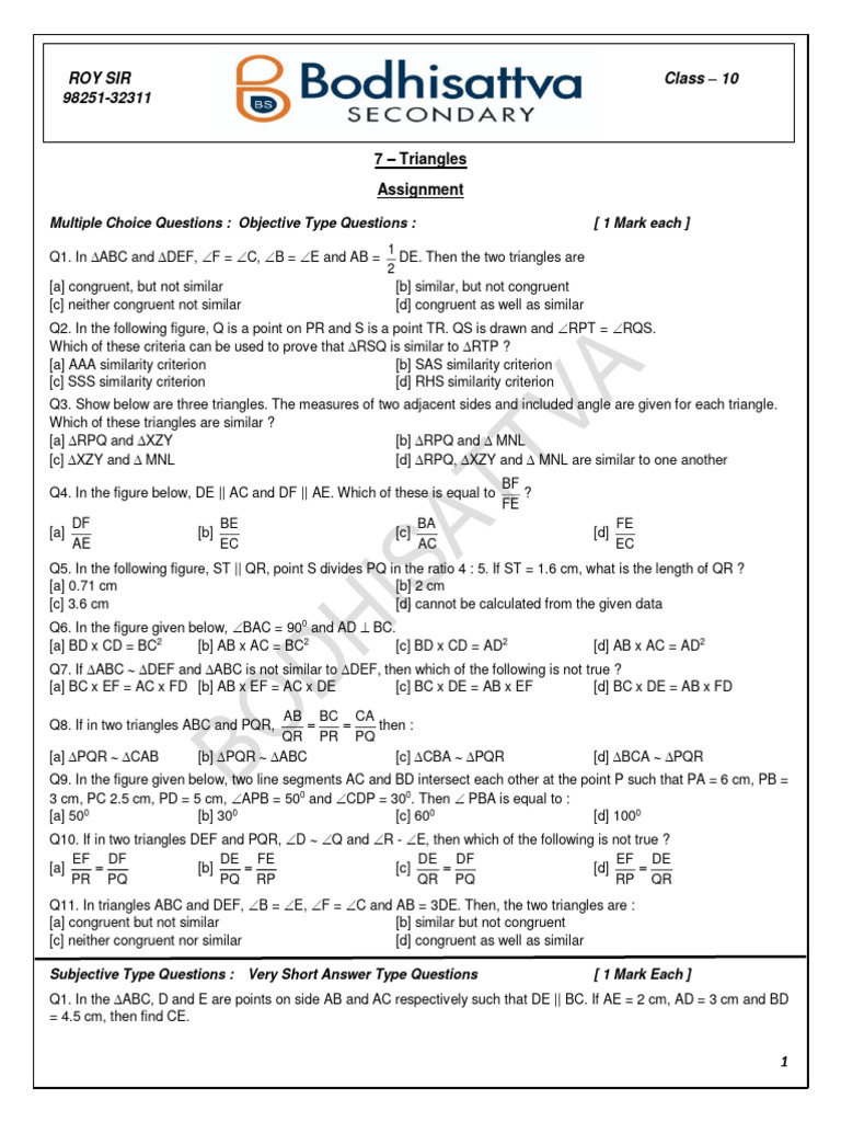 CH - 7 Triangles | PDF | Shape | Elementary Mathematics
