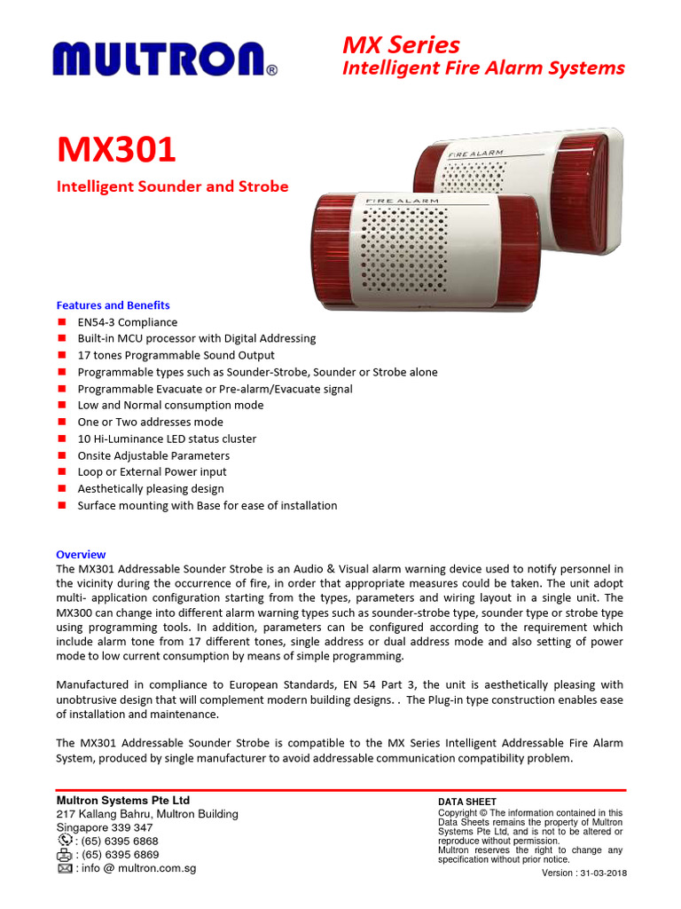 Multron MX301 V1.1 Square Sounder Strobe | PDF | Computer Engineering ...