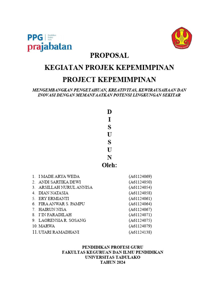 Proposal Projek Kepemimpinan KLP2-3 | PDF