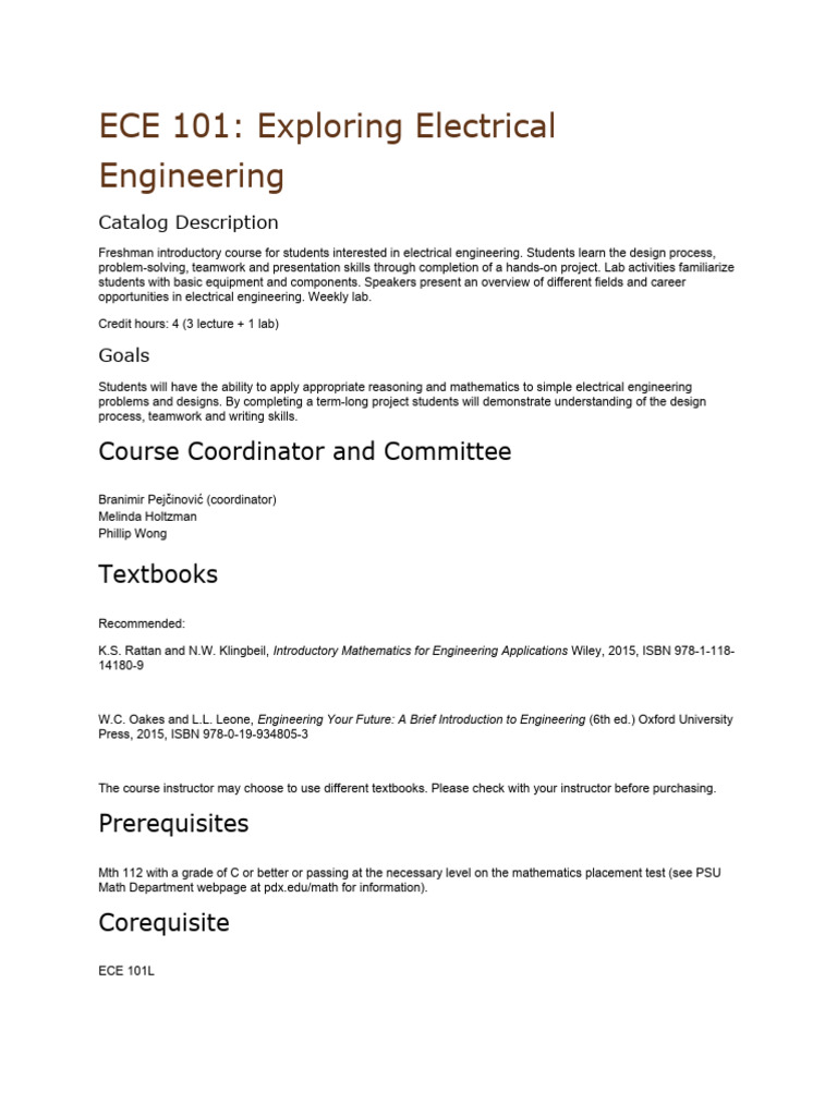 101 - Exploring Electrical Engineering | PDF | Engineering | Electronic Engineering