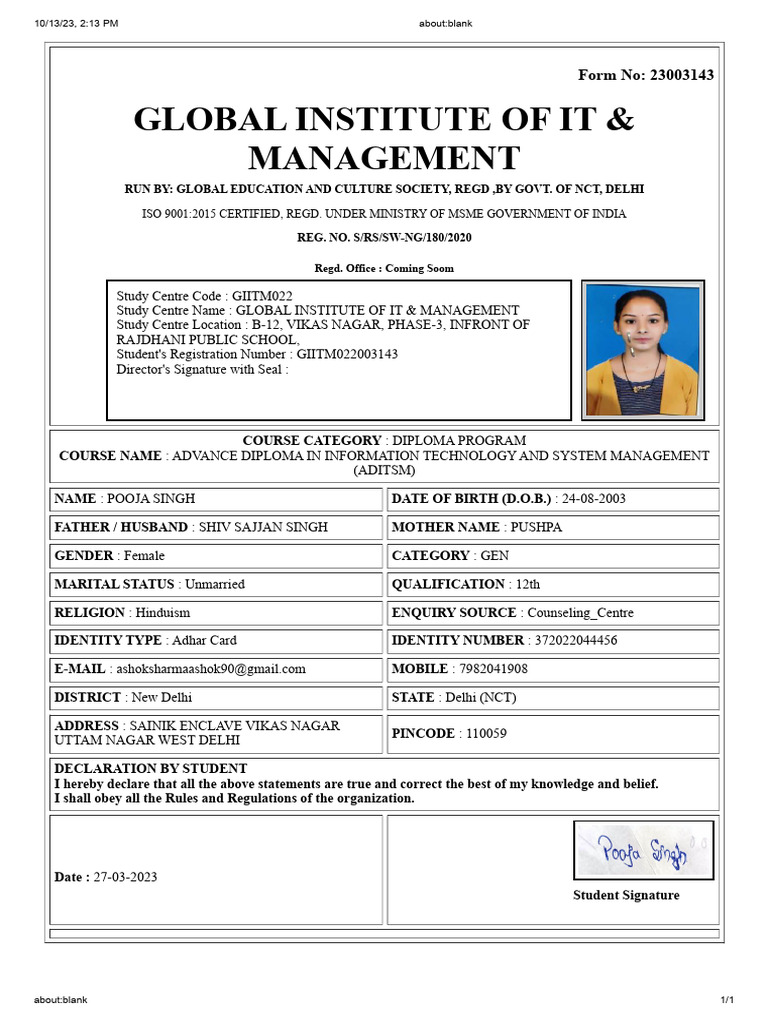 Global Institute of It & Management | PDF