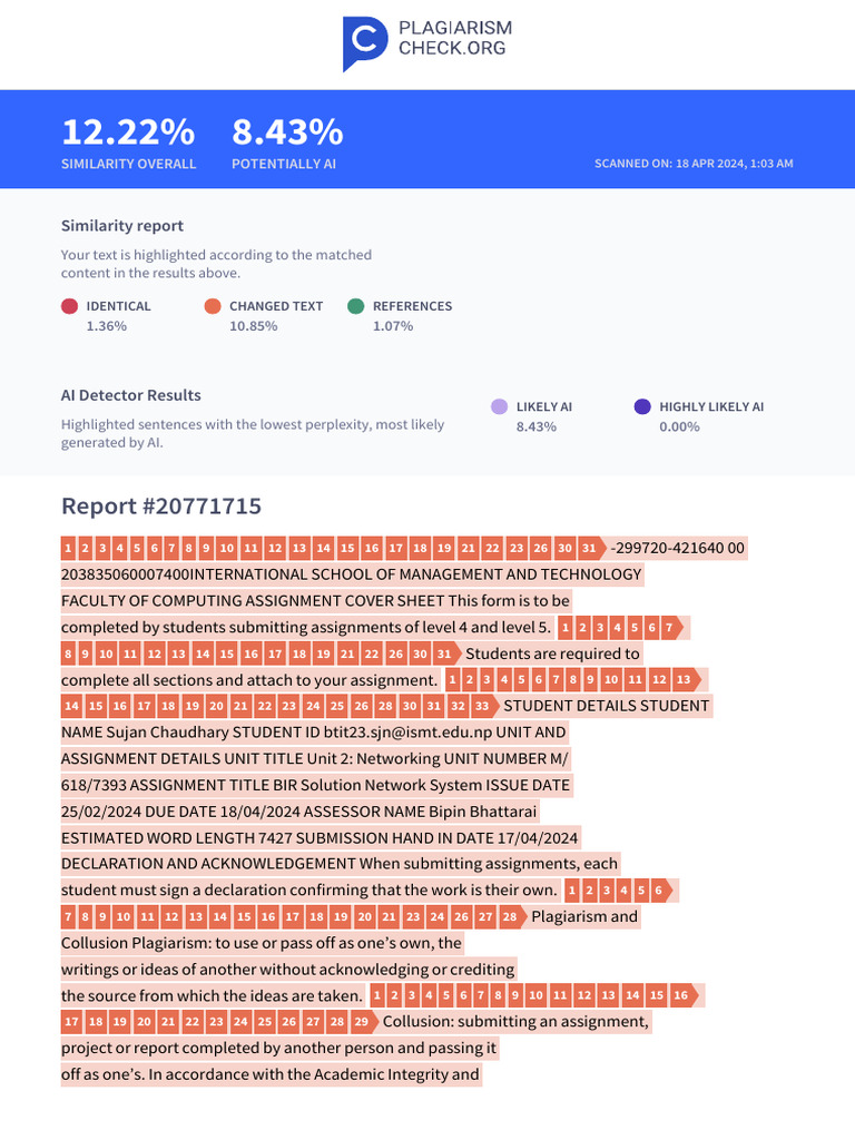 Report#20771715 | PDF | Computer Network | Internet Protocol Suite