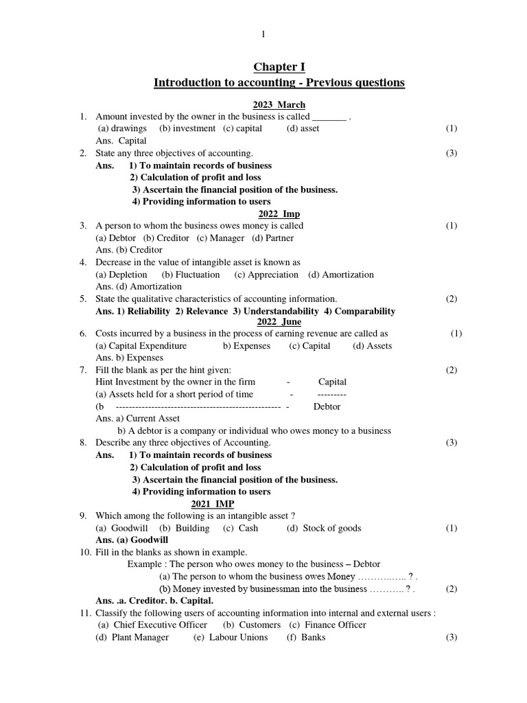 RRV - Acc - Plus One - Previous Year - QN 1 | PDF | Expense | Debits ...