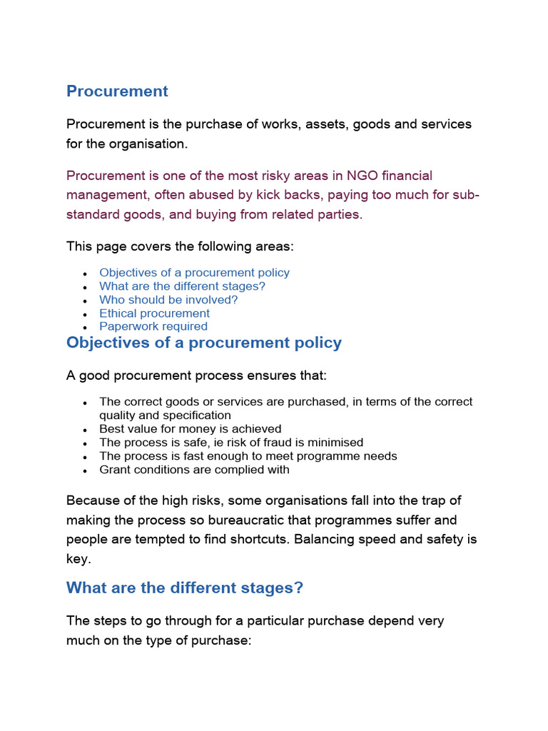Procurement | PDF | Procurement | Internal Control