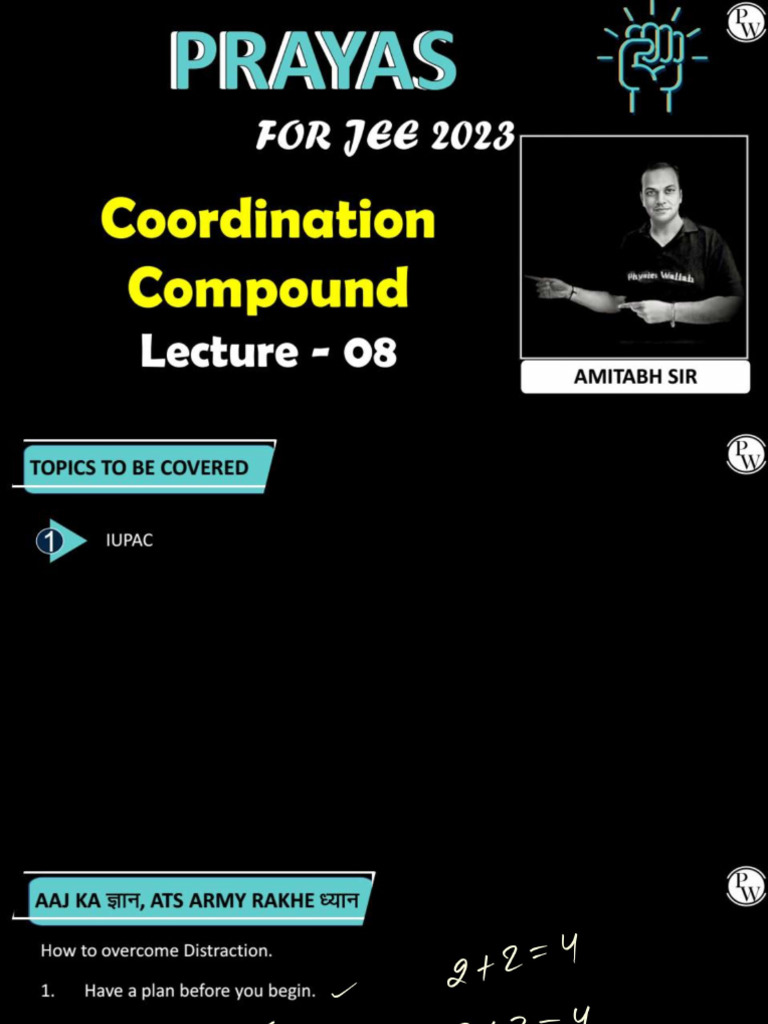 Coordination Compound 08 - Class Notes - Prayas 2023 (Live) | PDF Coordination Compound 08 - Class Notes - Prayas 2023 (Live) | PDF