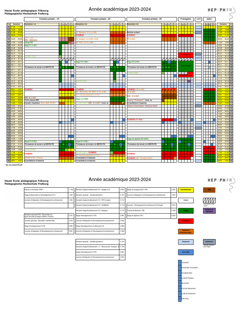 Calendrier Academique F 2023 2024 | PDF