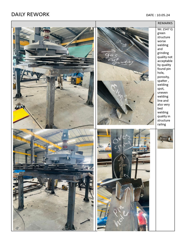 Daily Rework Report: Welding Issues | PDF | Electric Heating | Welding