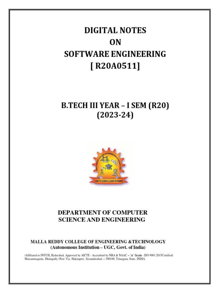 Software Engineering Digital Notes 2023 | PDF | Class (Computer ...