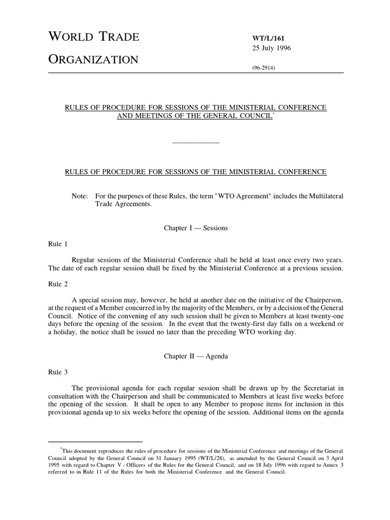 WTO GC - Rules of Procedure | PDF | World Trade Organization | Government