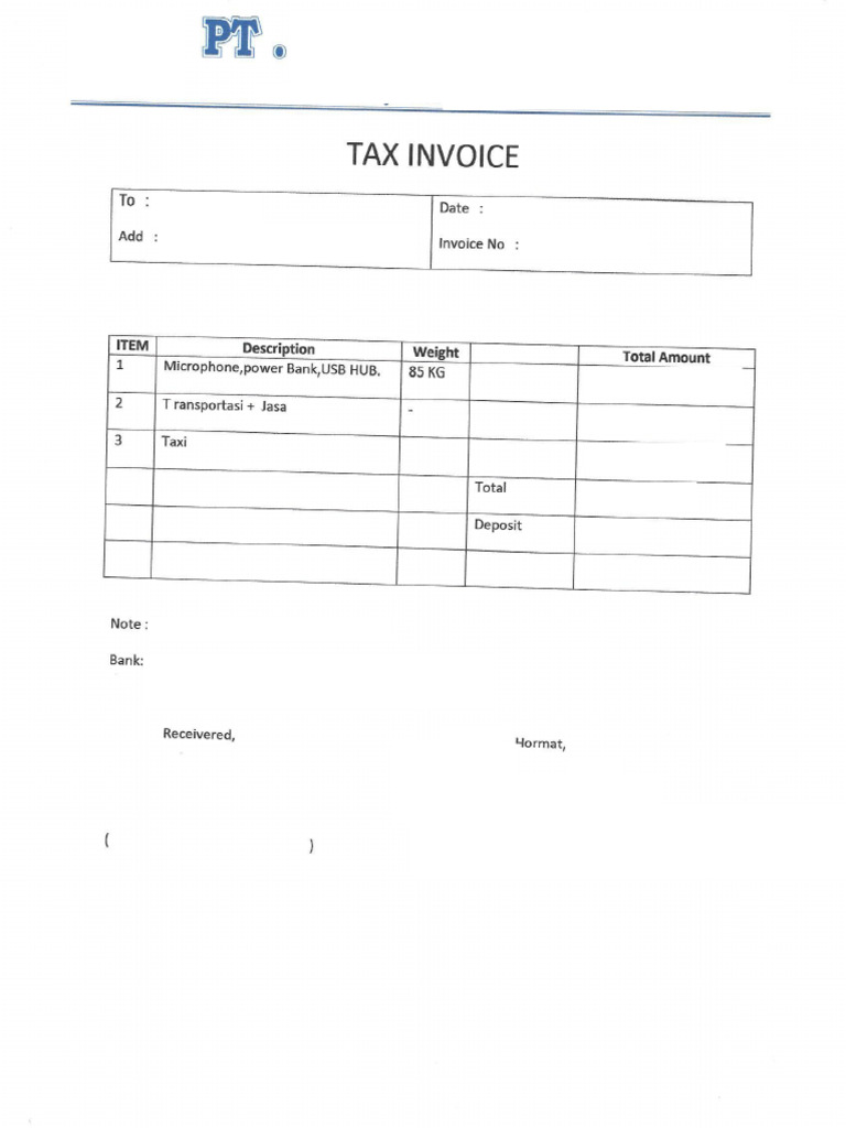 Contoh Tax Invoice | PDF