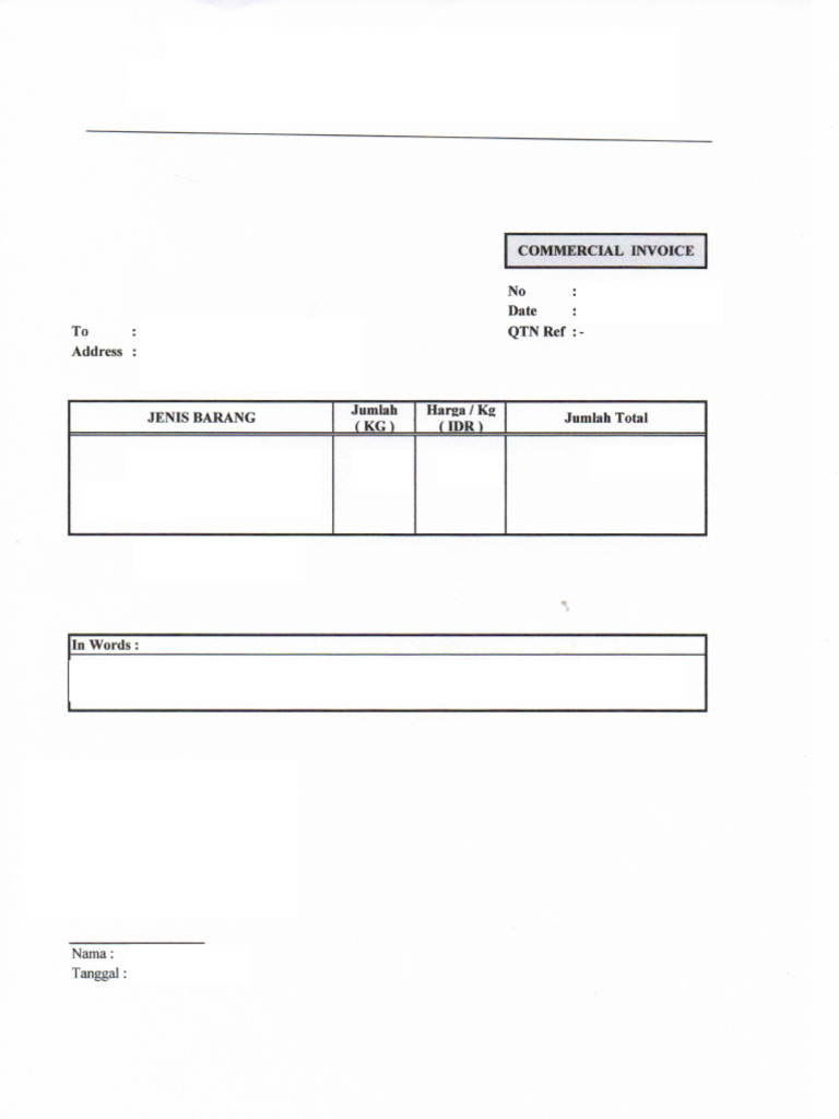 Contoh Commercial Invoice | PDF