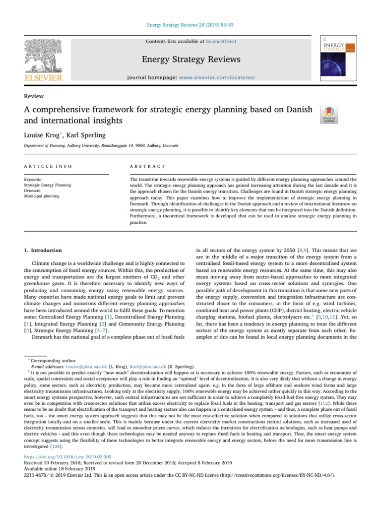 A Comprehensive Framework For Strategic Energy Planning B - 2019 ...