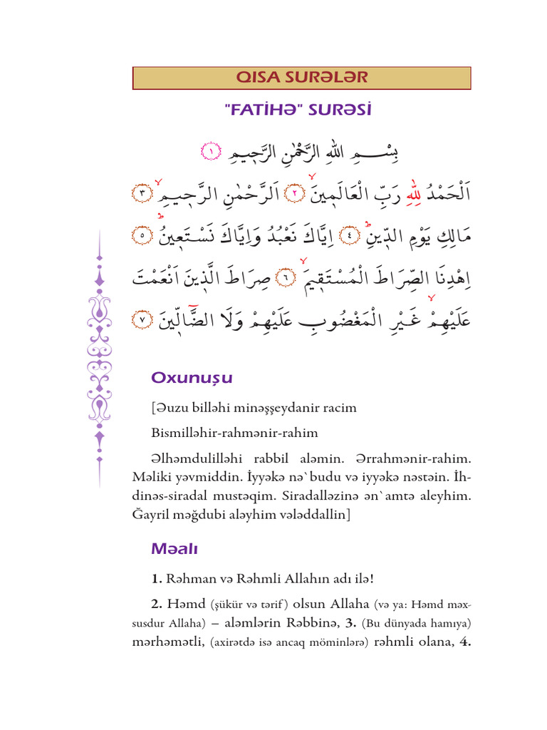 Namazda Oxunan Sureler | PDF