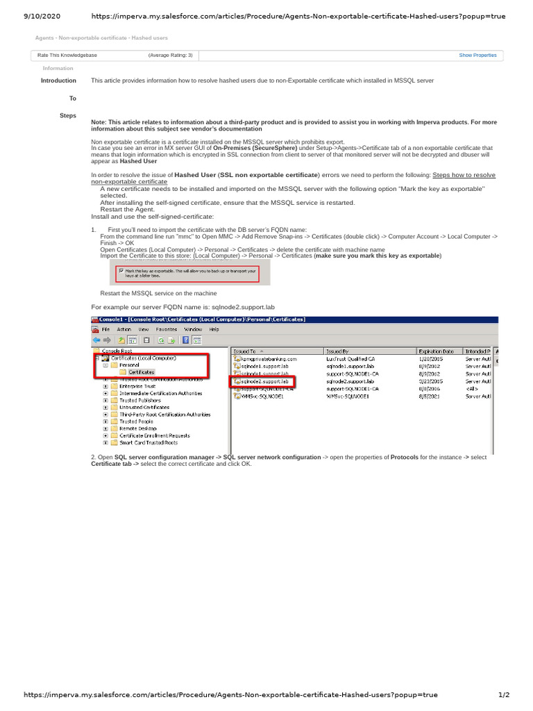 Resolve MSSQL Hashed User Errors | PDF | Public Key Certificate ...