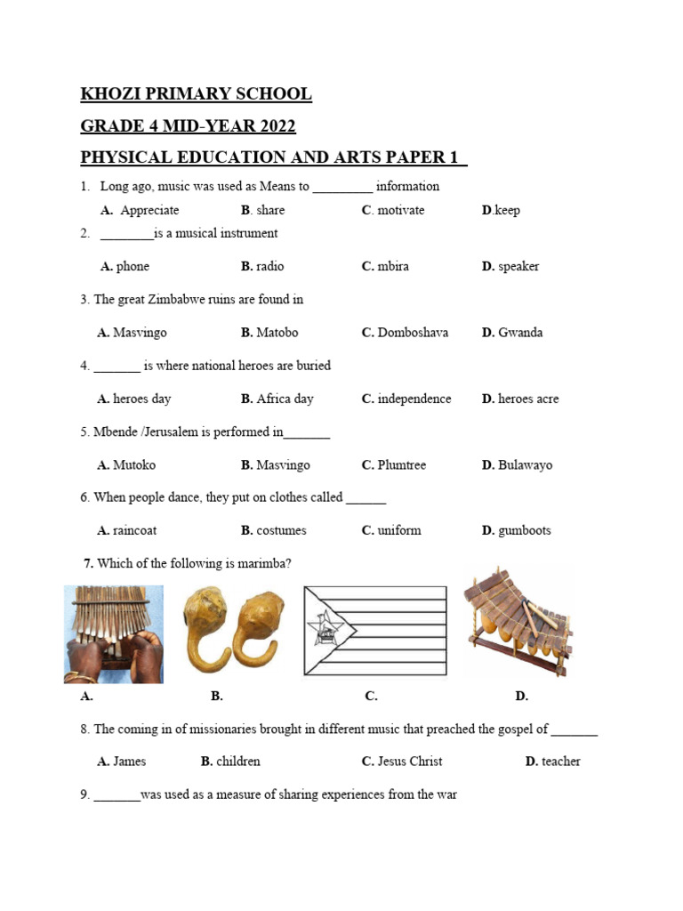 Grade 4 Pesmd & Arts Paper 1 - 062728 | PDF