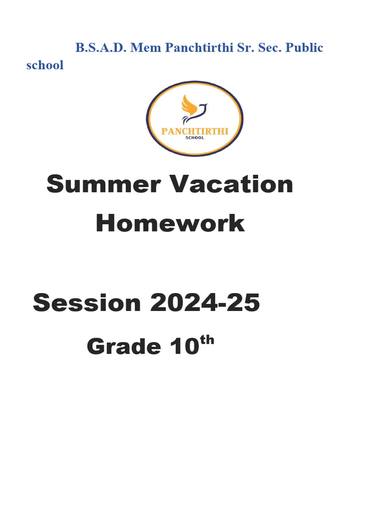10th Holiday Homework 2024-1 | PDF | Polynomial | Numbers