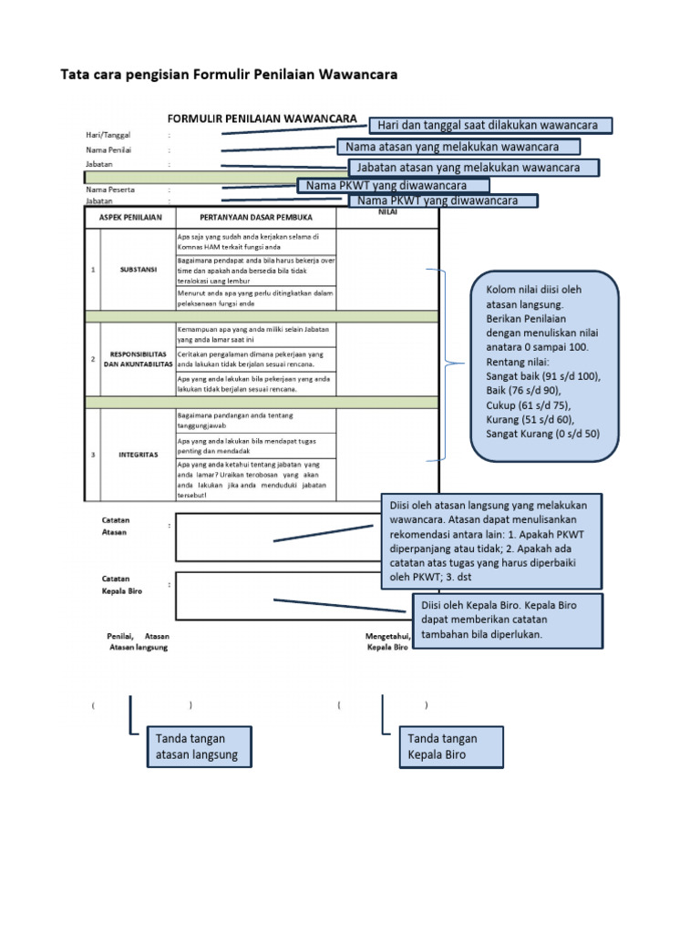 Tata Cara Pengisian Form Penilaian PKWT | PDF