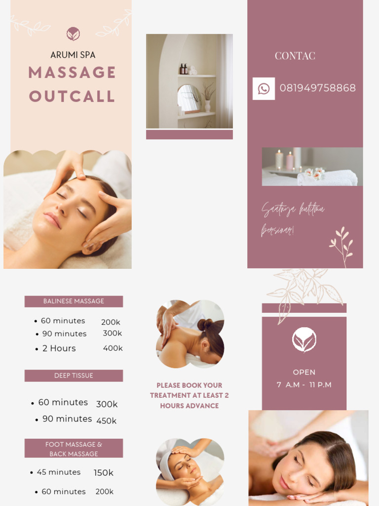 Krem Dan Ungu Minimalis Perawatan SPA Brosur | PDF | Wellness