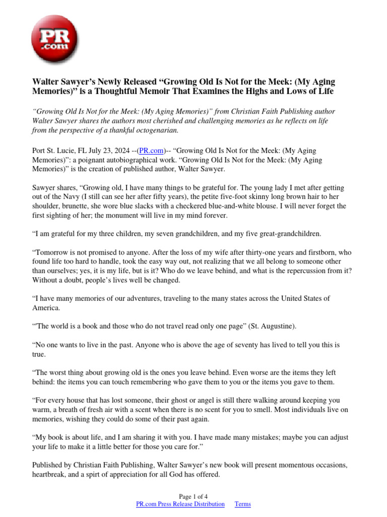 Growing Old Is Not for the Meek Memoir | PDF