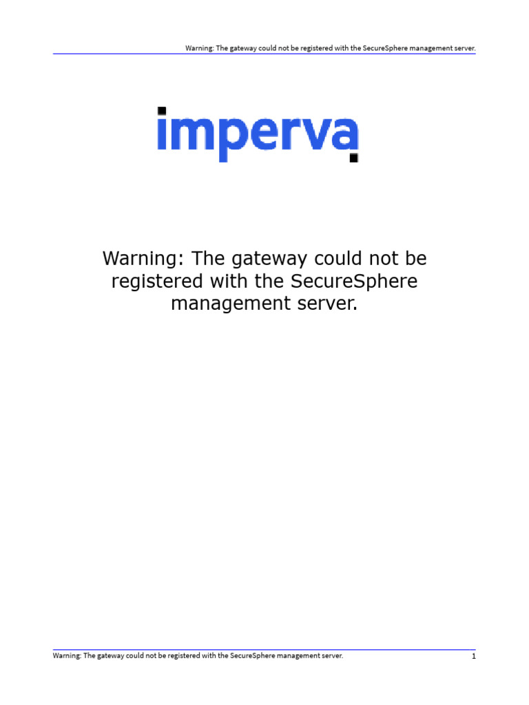 SecureSphere Gateway Registration Fix | PDF
