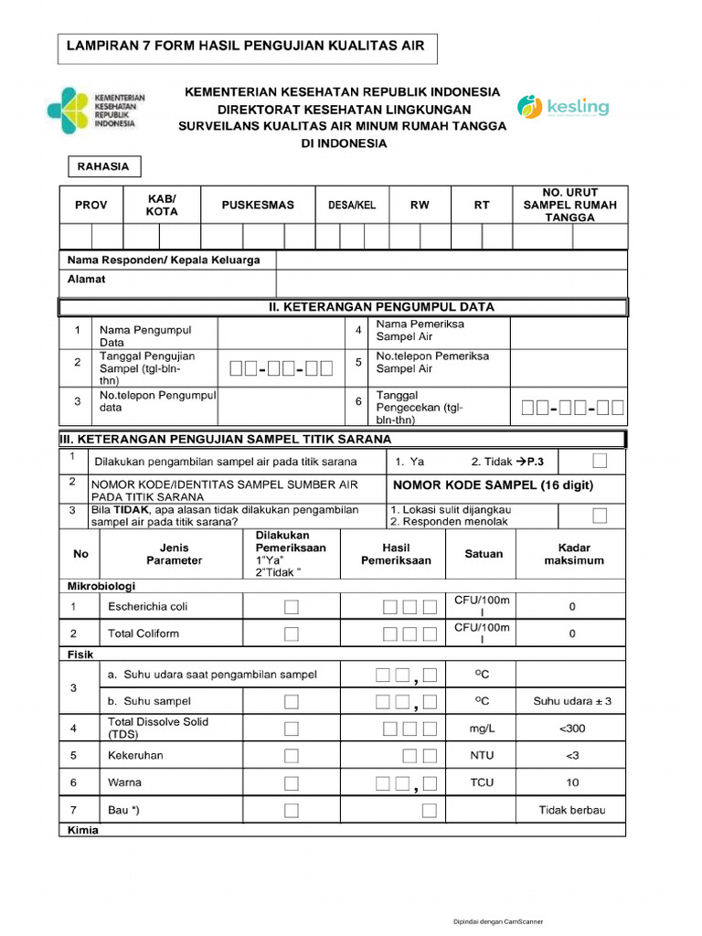 Formulir Pengisian Hasil | PDF