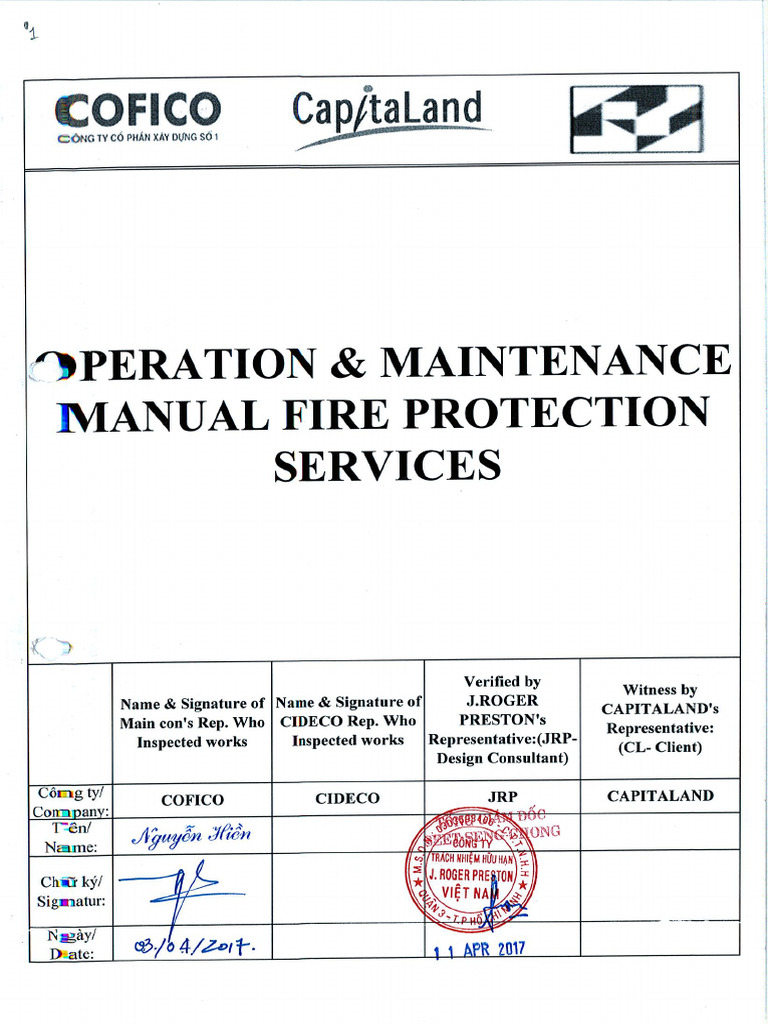 1. Hướng dẫn Vận hành bảo trì HT PCCC | PDF